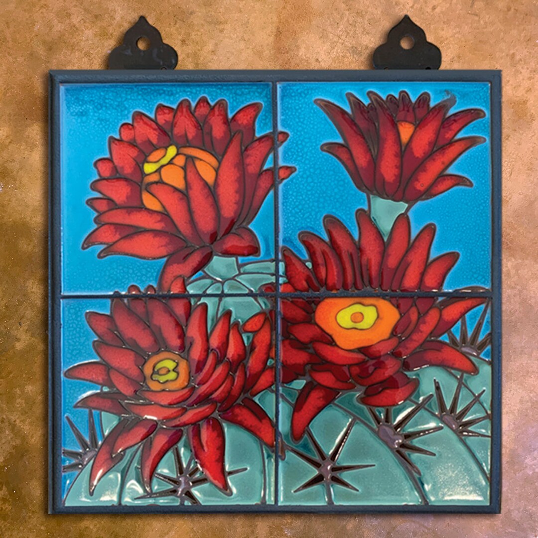 Hand Glazed Tile Mural Hedgehog Cactus - Etsy