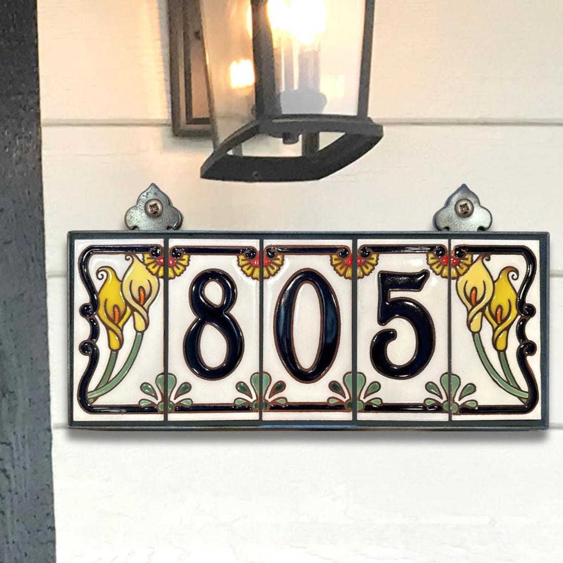 Custom Ceramic Tile House Number Sign: Calla Lily Floral Address - Etsy