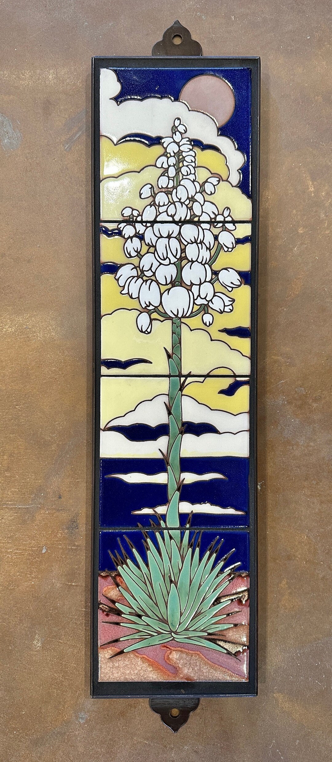 6x24 Retro Yucca at Night Tile Mural Framed - Etsy