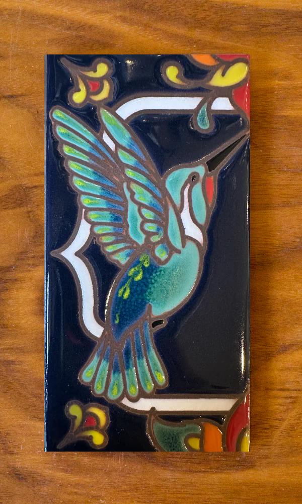 Talavera Tile House Sign | White on Dark Blue | Hummingbird End Caps ...