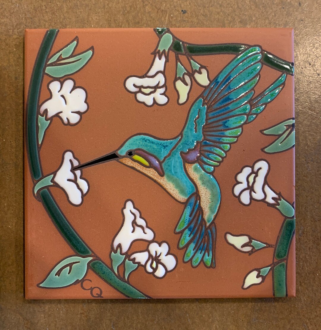 6"x6" Hummingbird With White Flowers on Terra Cotta Ceramic Tile - Etsy