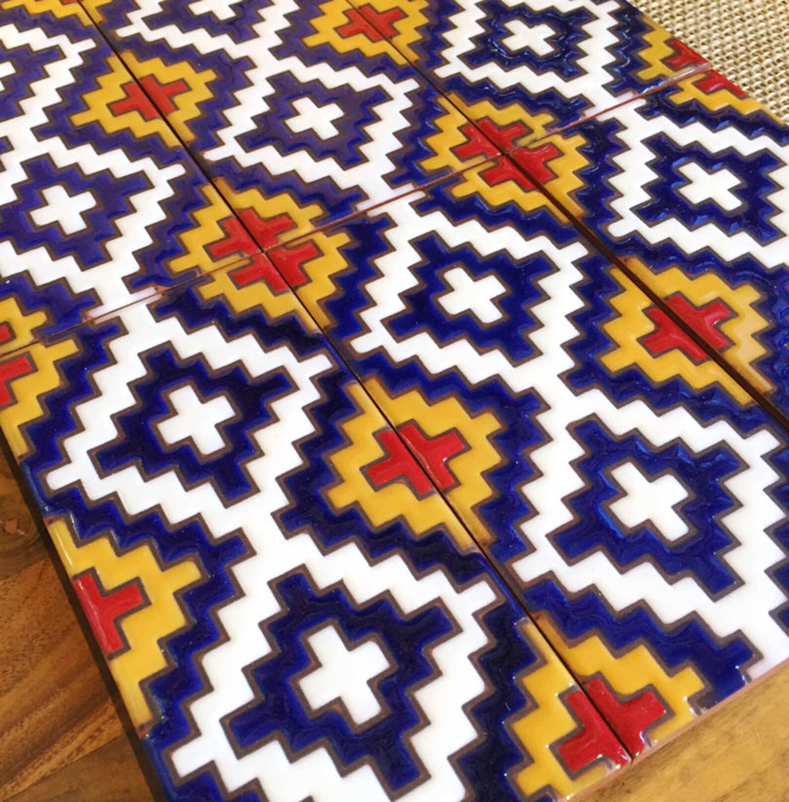 3x6 Geometric Navajo Rug Hand Glazed Decorative Ceramic Tile - Etsy