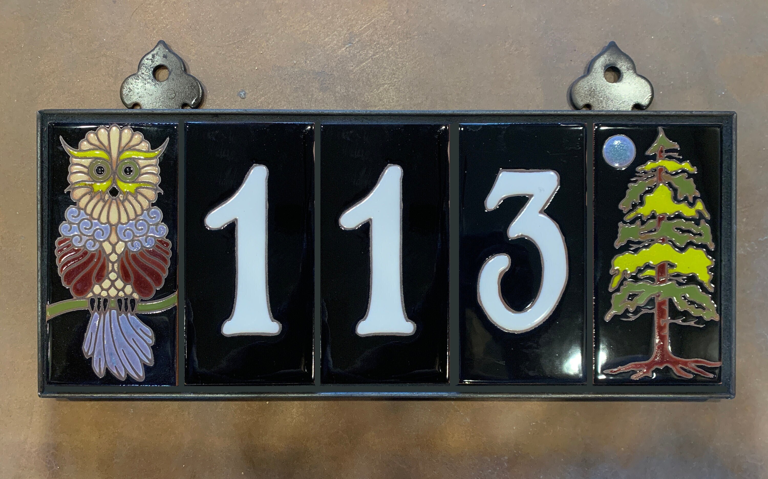 Forest House Numbers | Black Background White Numbers | Owl and Pine ...