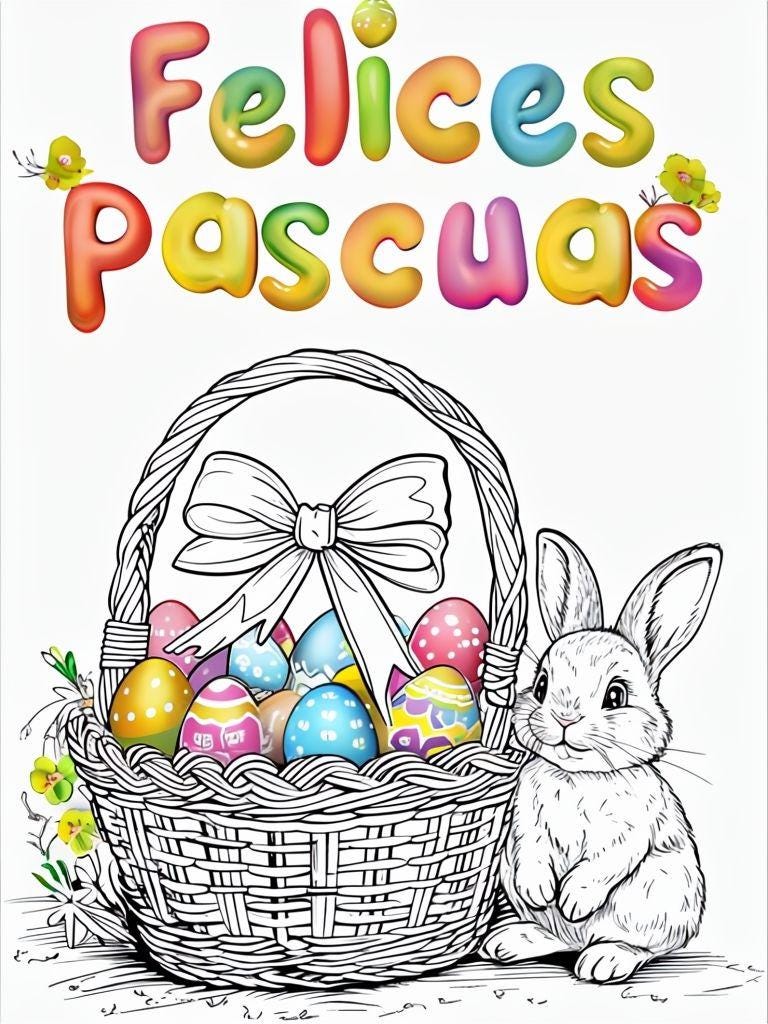 Easter Coloring Book - Felices Pascuas - Etsy