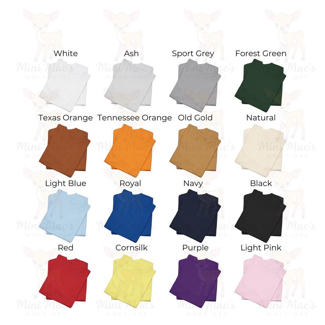 Gildan 5000 Common Colors Charts - Etsy
