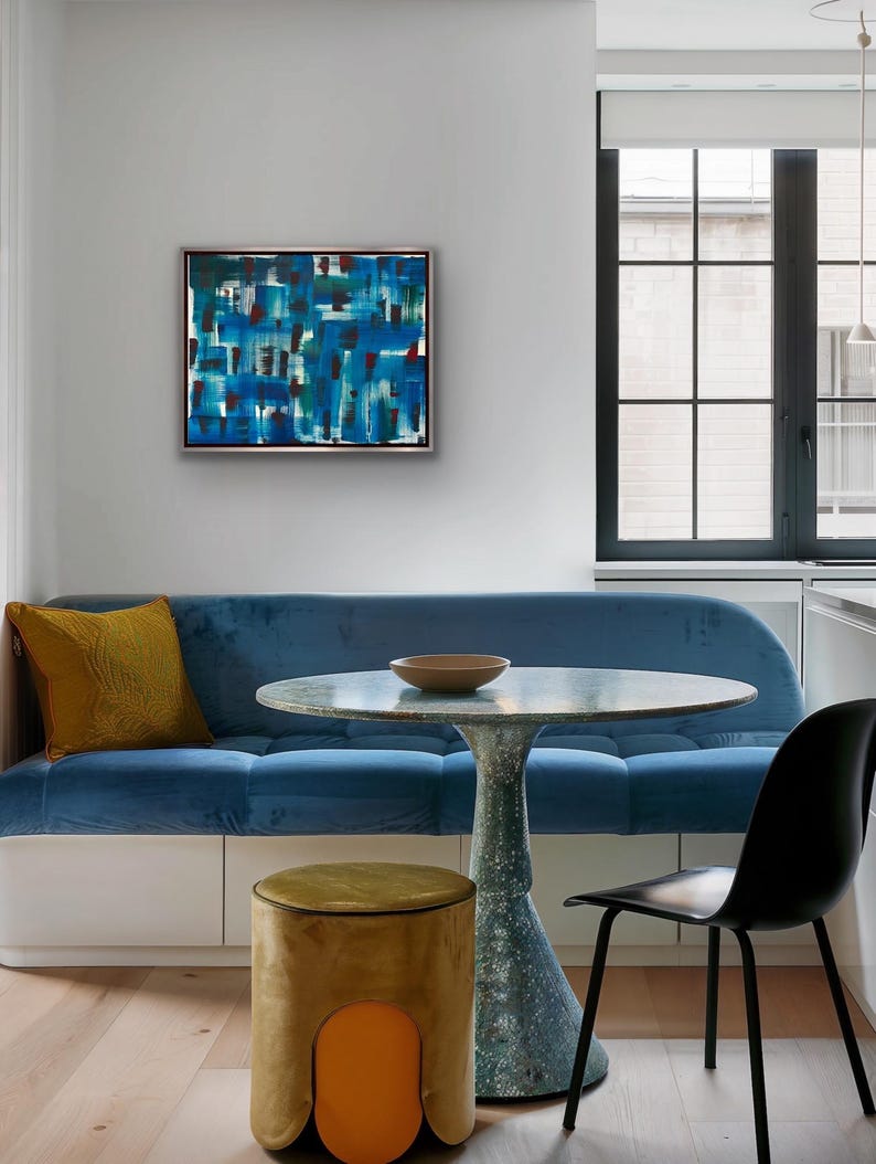 Abstract Blue Painting Textured Wall Art Large Modern Canvas Artwork ...