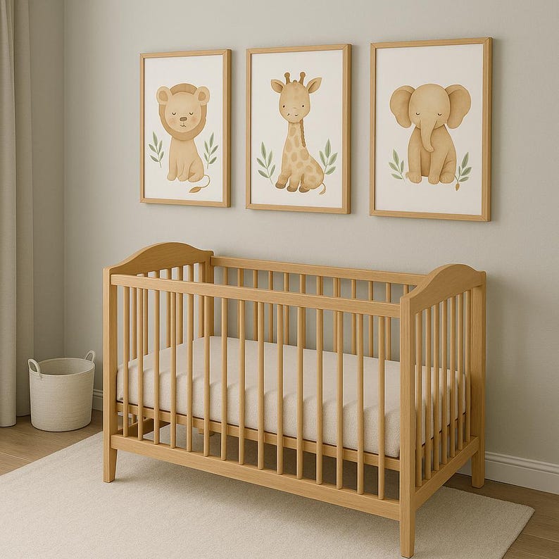 Boho Safari Animals Nursery Wall Art Set – Minimalist Baby Safari ...