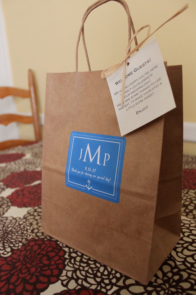 Wedding Welcome Bags Hotel Guest Bag Blue and White Anchor | Etsy