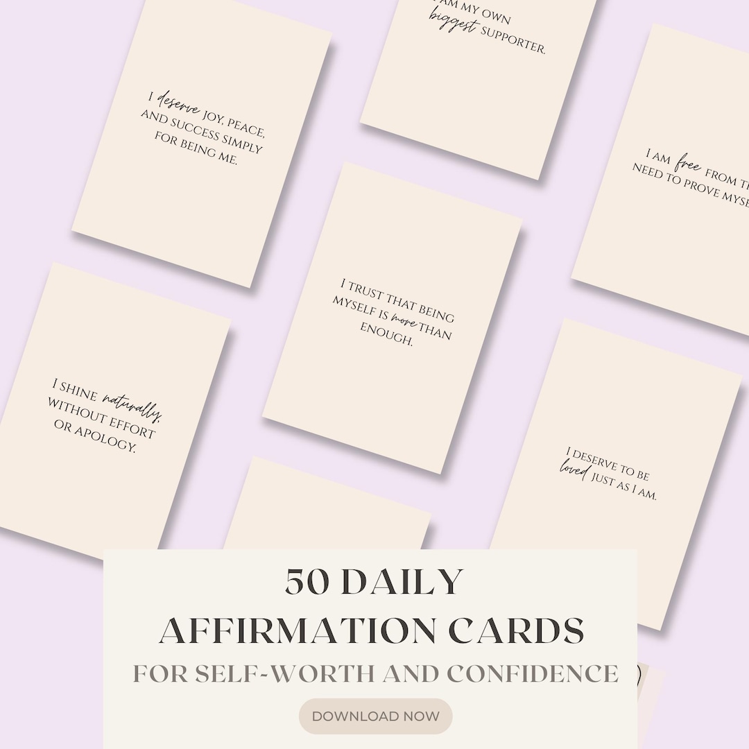 Printable Affirmation Cards for Confidence & Self-worth | PDF + Canva ...