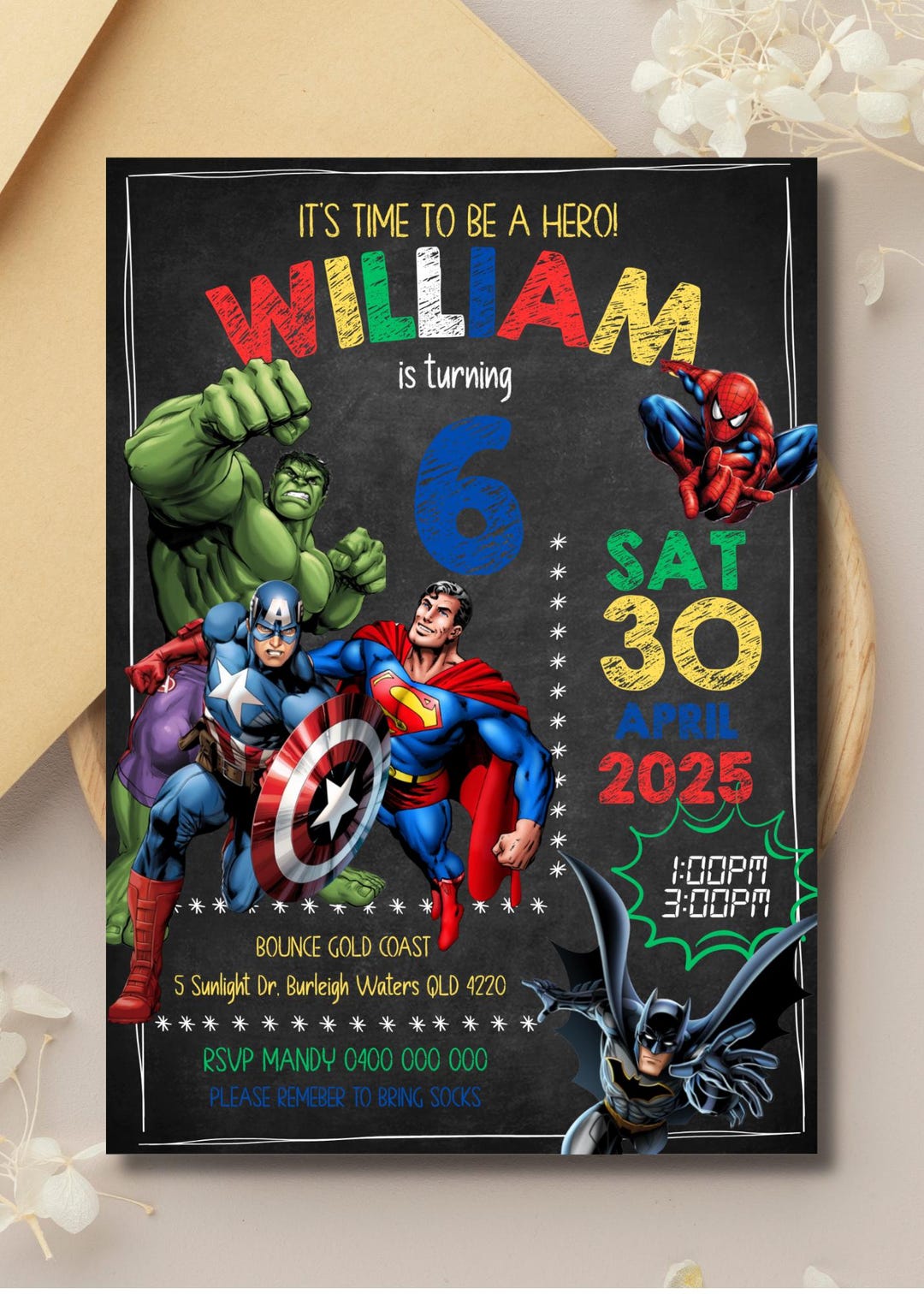 EDITABLE Superhero Birthday Invitation, All Ages Birthday Invite, Theme ...