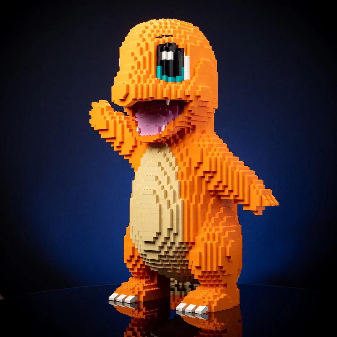 Charmander LEGO Statue – Handmade Brick Pokémon Figure, Home Decor - Etsy