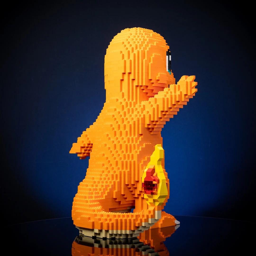 Charmander LEGO Statue – Handmade Brick Pokémon Figure, Home Decor - Etsy