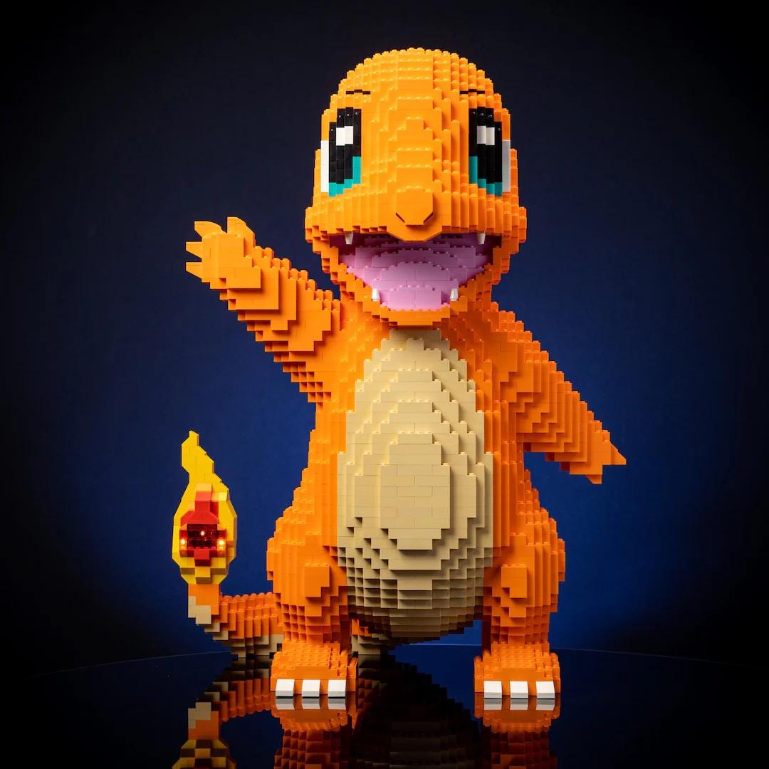 Charmander LEGO Statue – Handmade Brick Pokémon Figure, Home Decor - Etsy