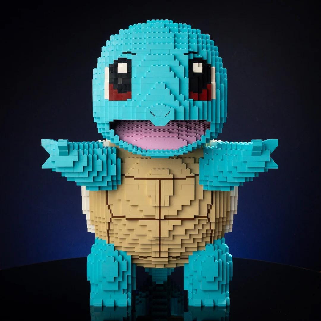 Squirtle LEGO Statue – Custom Brick Pokémon Model, Collectible Display ...