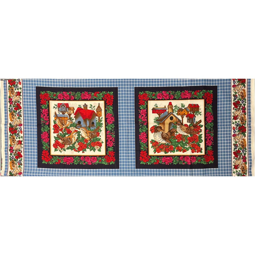CRANSTON Vip Joan MESSMORE Birds & Bird Houses.100% Cotton Quilt Fabric ...