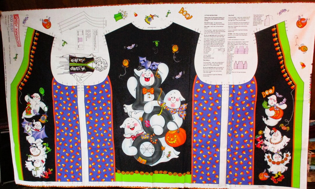 BOO VEST Daisy Kingdom Springs Cut & Sew Panel 1653 - Rare 100% Cotton ...