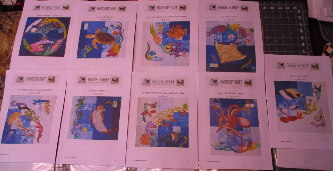 Raggedy Ruff 50 % off Fabric Included Sale Designs "sea of Life" 9 BOM ...