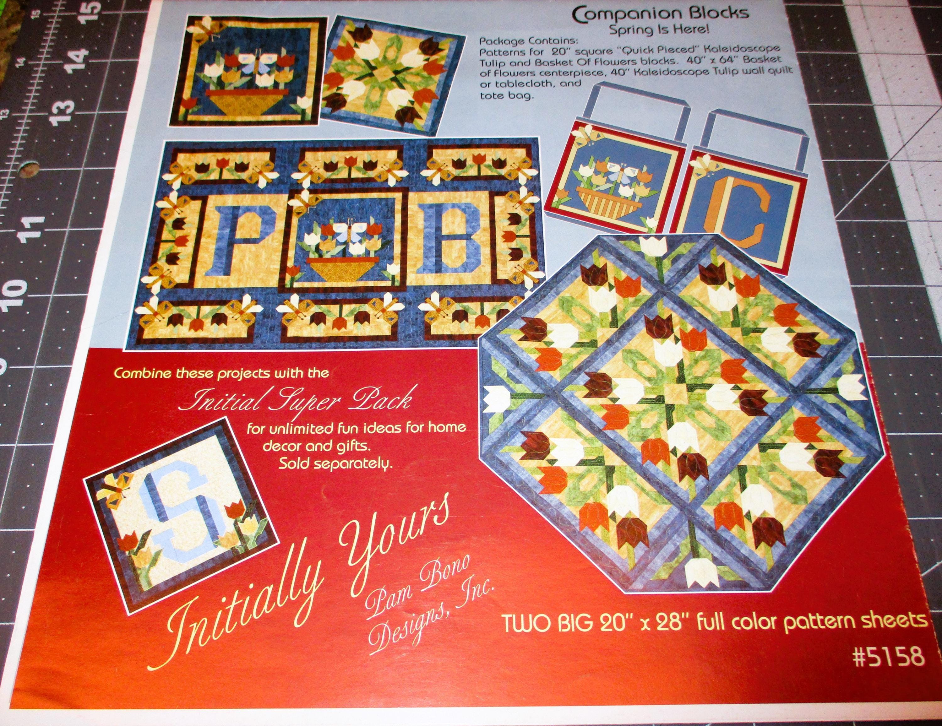 Pam Bono Designs Patterns for Square Kaleidoscope Tulip & Basket of Flowers Blocks, Centerpiece ...