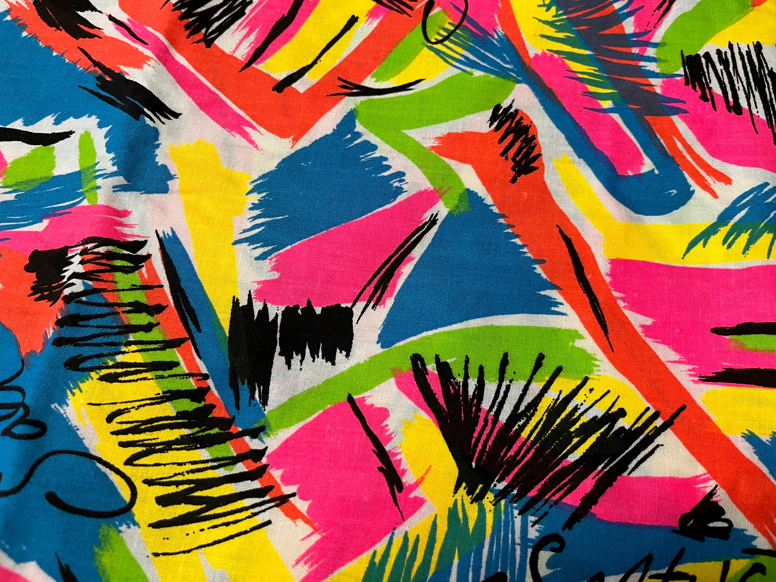 Neon Surfer 80's Crazy Cotton Fabric. 58" Width of Fabric. Radical ...