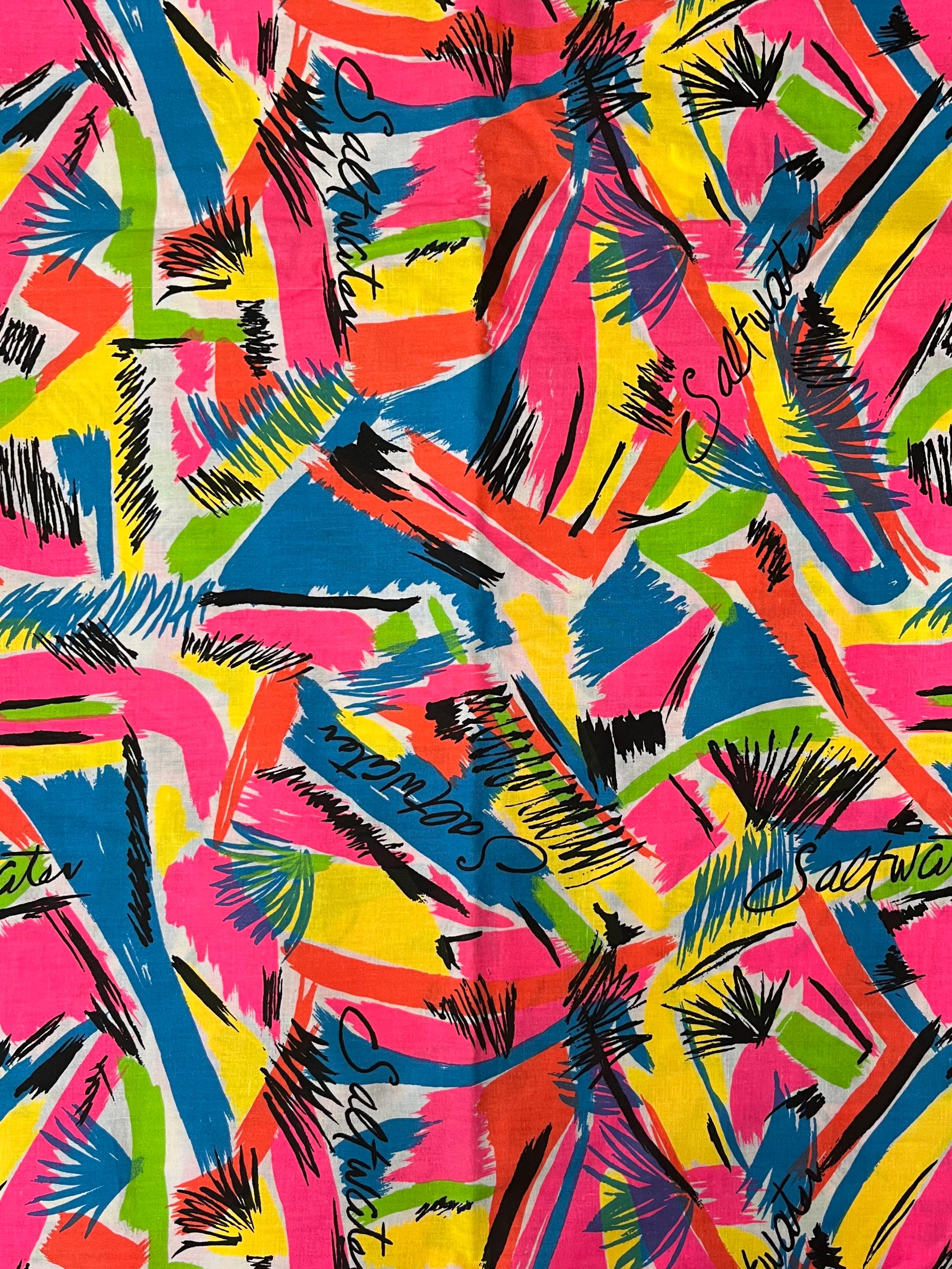 Neon Surfer 80's Crazy Cotton Fabric. 58" Width of Fabric. Radical ...