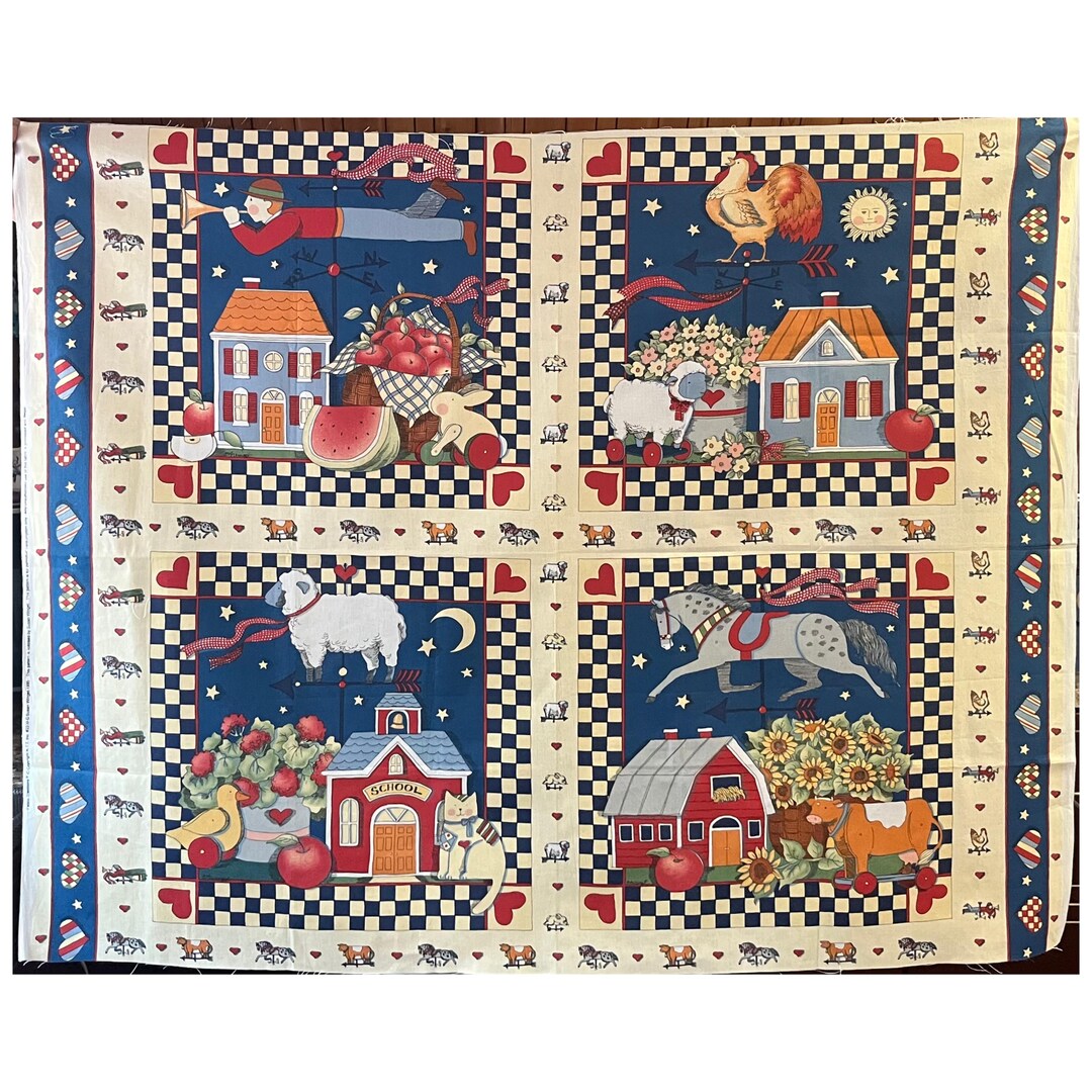 Folk Art Panel Susan Winget. 35" X 44". 1995. Fabric Traditions #2233 ...