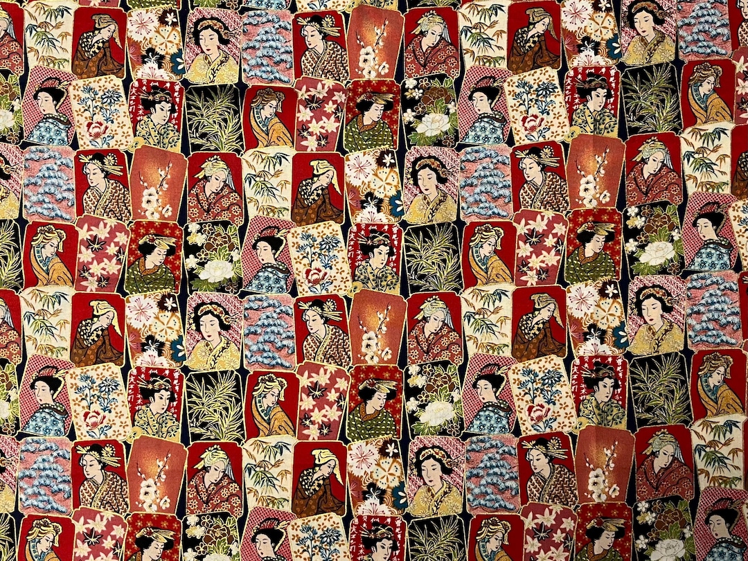 Mahou Cards Makower UK England Fabrics Vintage Cotton Quilt Fabric ...