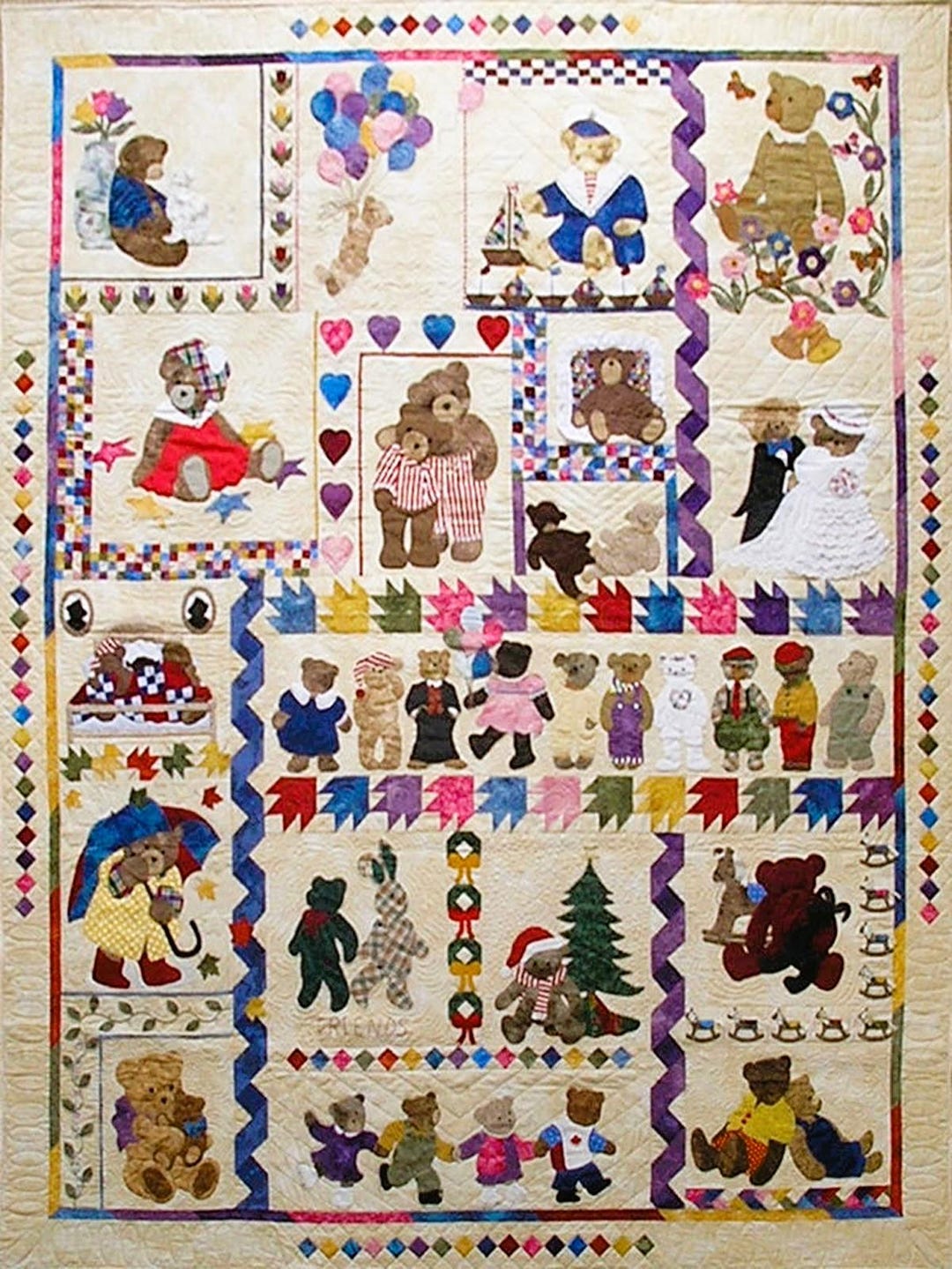 ALL ABOUT BEARS 1999 Quilt Kit by Dorothy Baker. All 18 Block of the ...