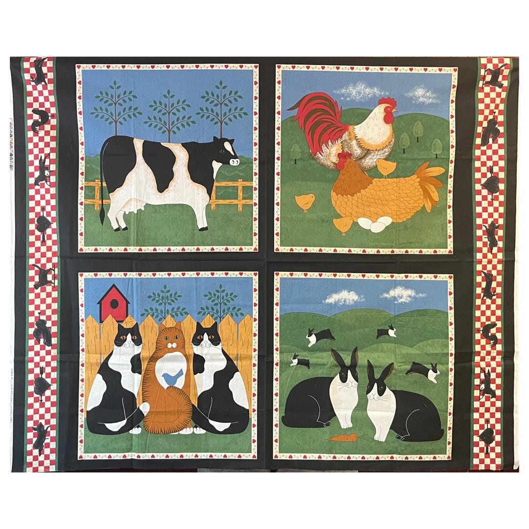 Folk Art Panel Susan Winget. 36" X 44". 1995. Fabric Traditions #2224 ...