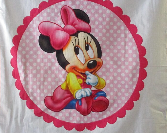 BABY MINNIE MOUSE Disney Crib Fabric Panel Vintage 100% Cotton Quilt ...