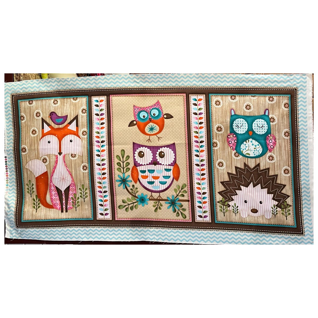 Woodland Critters Fabric Panel 20" X42" by Me-o-my for SPX Fabrics Owls ...