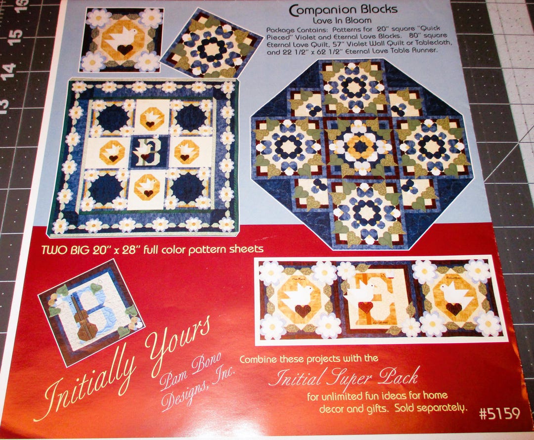 Pam Bono Designs Patterns for Square Quick-pieced Violet & Eternal Love Blocks, Quilt, Wall ...