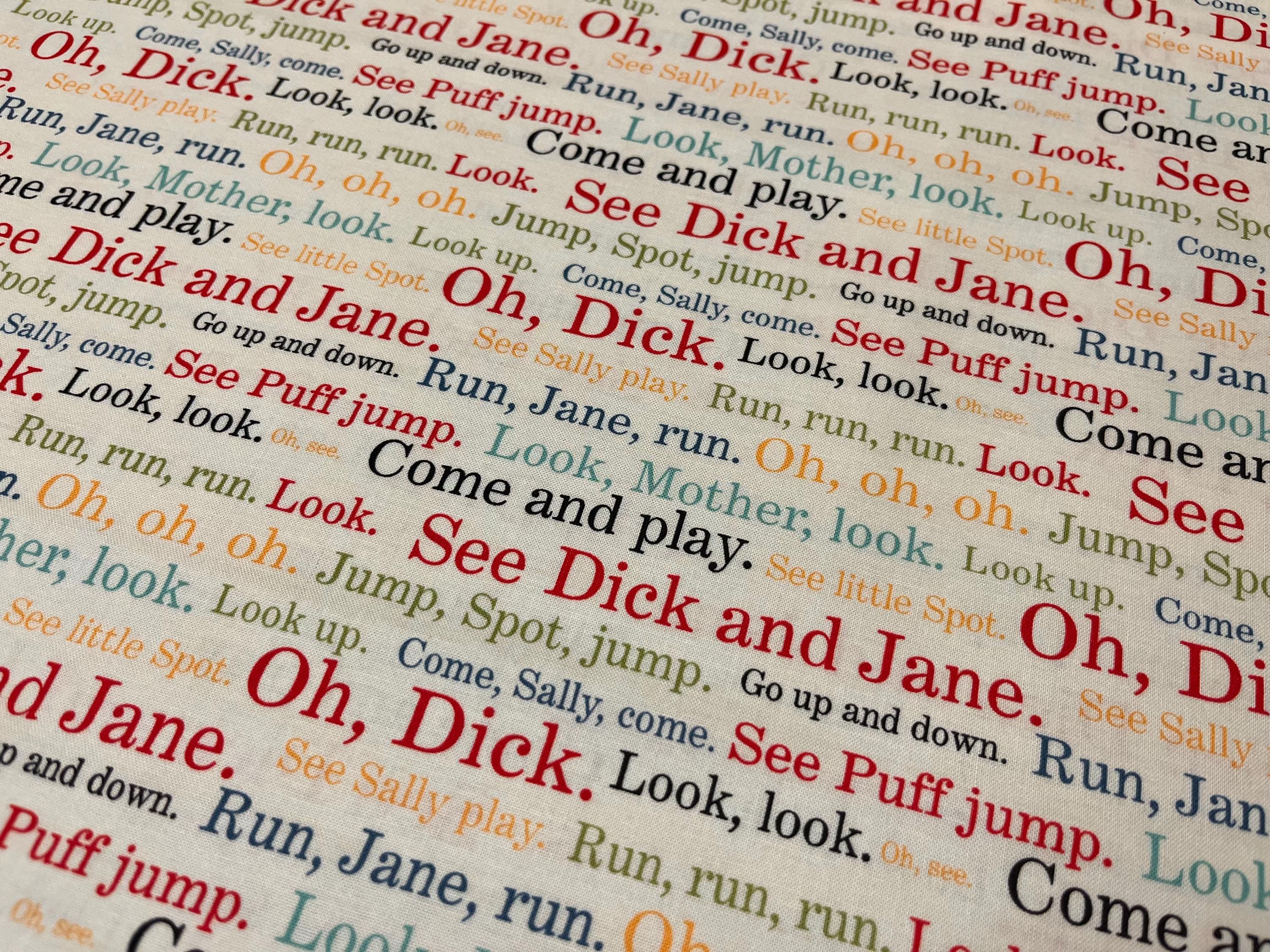 SENTENCE STRUCTURE Dick and Jane by Michael Miller -cream, Words ...