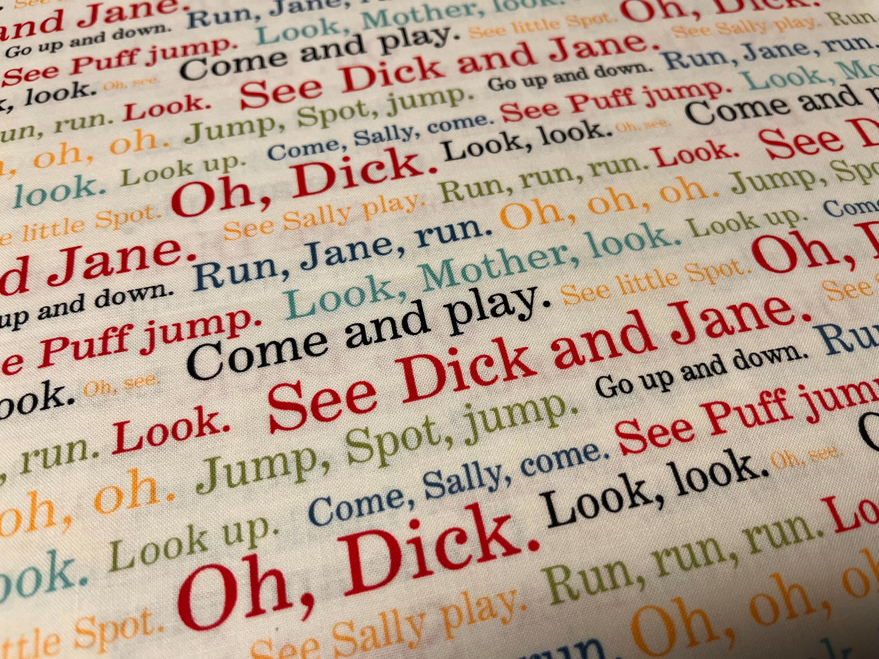 SENTENCE STRUCTURE Dick and Jane by Michael Miller -cream, Words ...