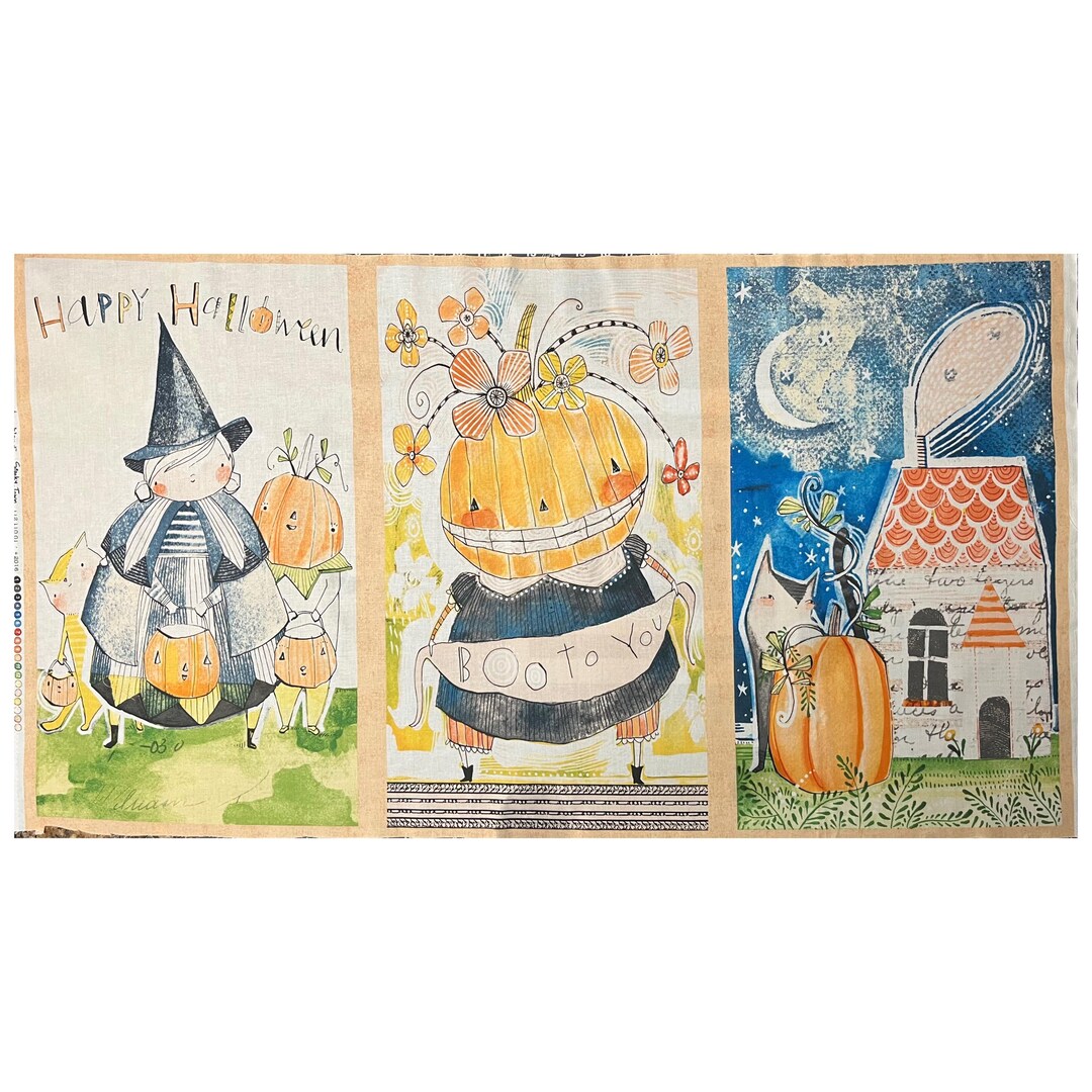 2016 SPOOKY TOWN Cory Dantini for BLEND Halloween Fabric Panel 24" X 42 ...