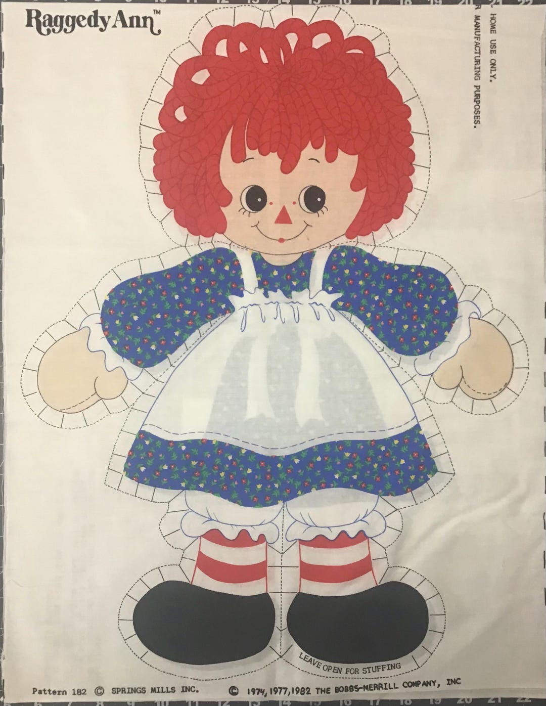 Raggedy Ann, Springs Mills Inc., Pattern 182. 1974, 1977, 1982 the ...