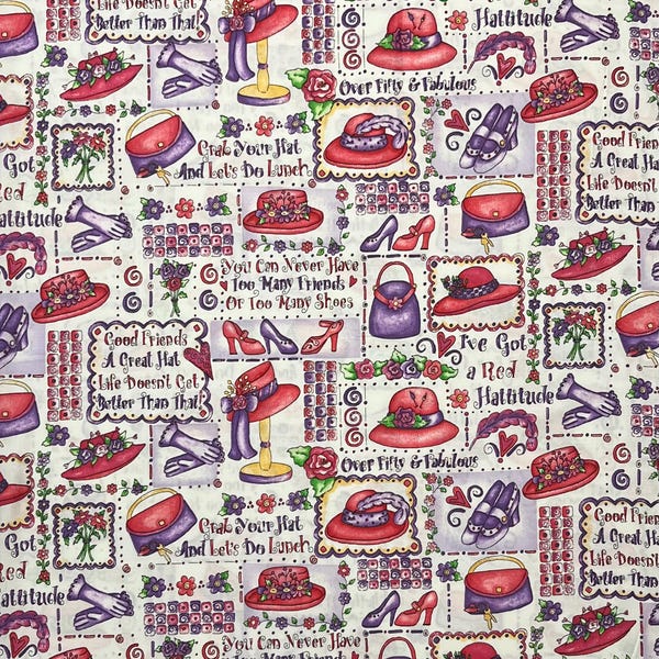 Red Hat Society Fabric - Etsy