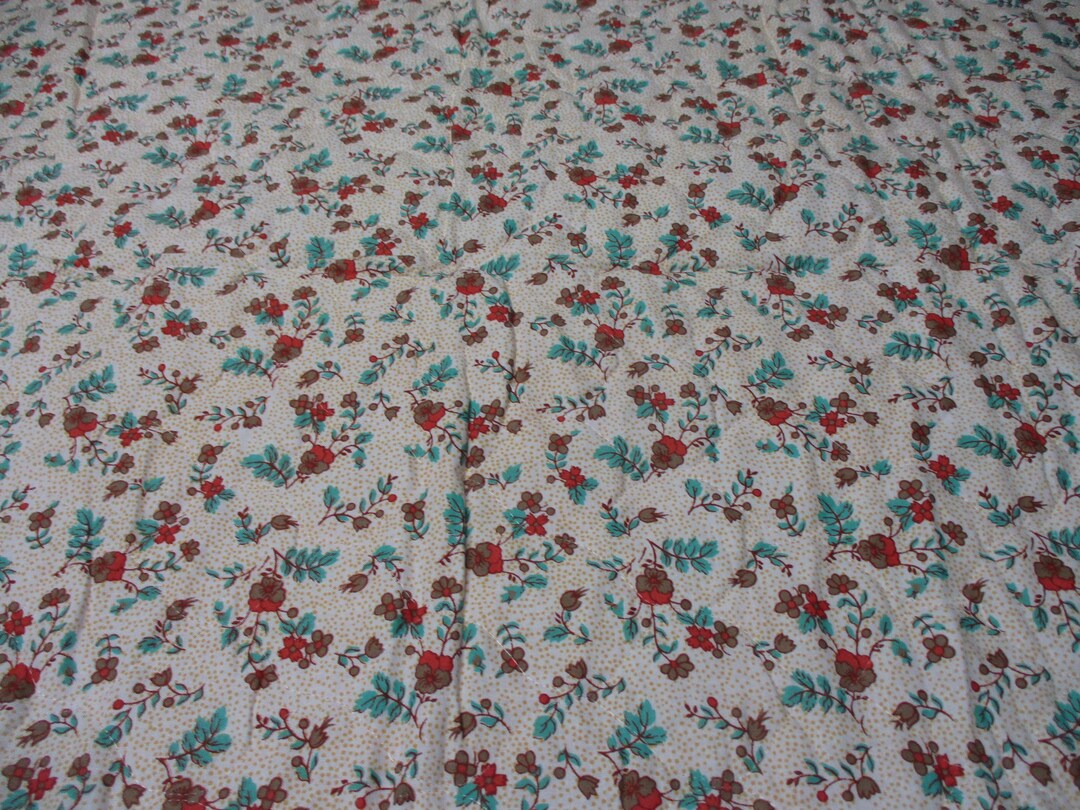 DOUBLE-SIDED Pre-quilted Fabric. Beige Floral on One Side, Peach/pink ...