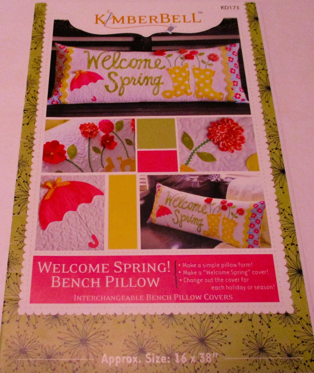 Welcome Spring Kimberbell 2014 Bench Pillow Covers KD173. Physical ...
