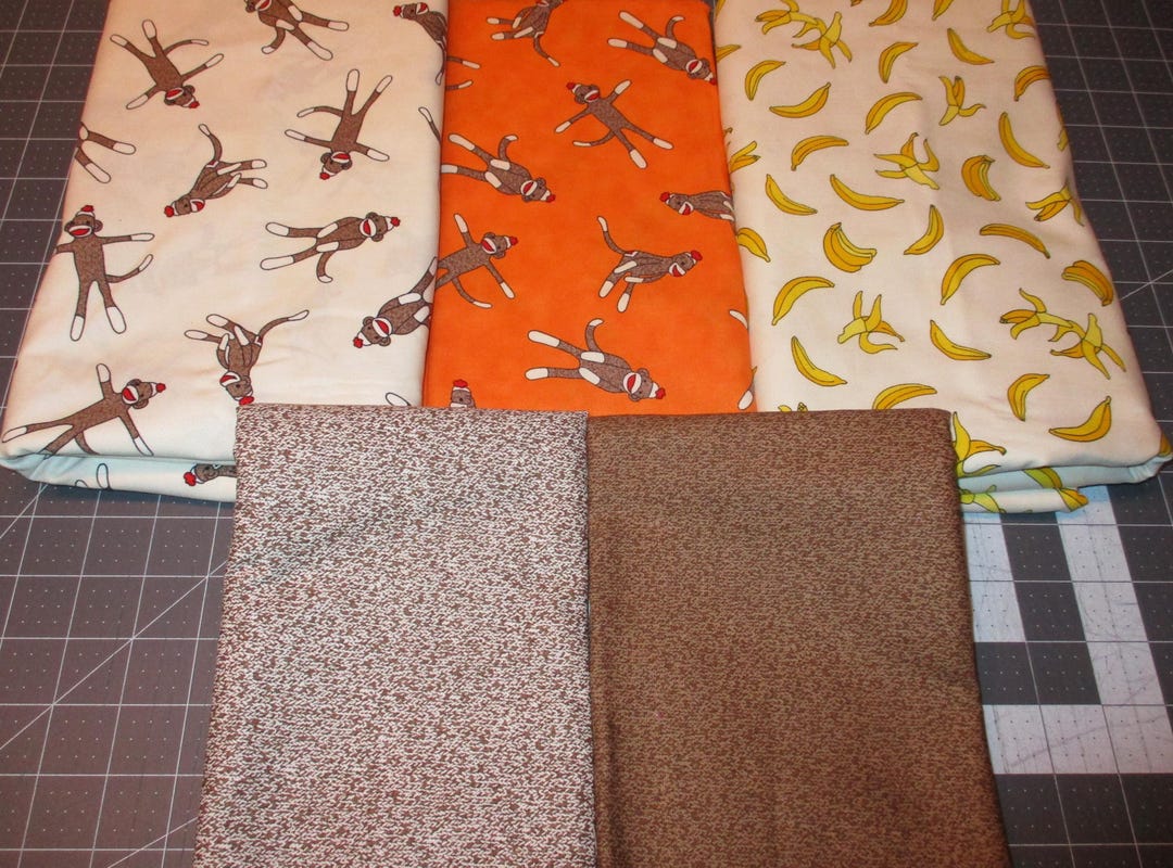 5 Funky Monkeys by Erin Michael for Moda. OOP, Very Rare. 100% Cotton ...