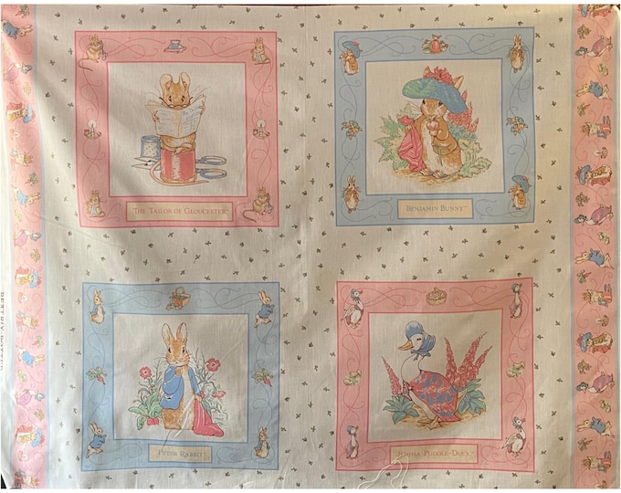 Peter Rabbit Fabric Panel 1992 Frederick Warne Quilting Treasures. OOP ...