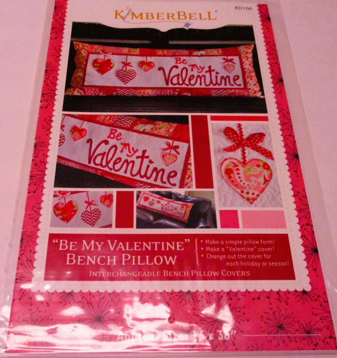 Be My Valentine Kimberbell 2014 Bench Pillow Covers KD166. Physical ...