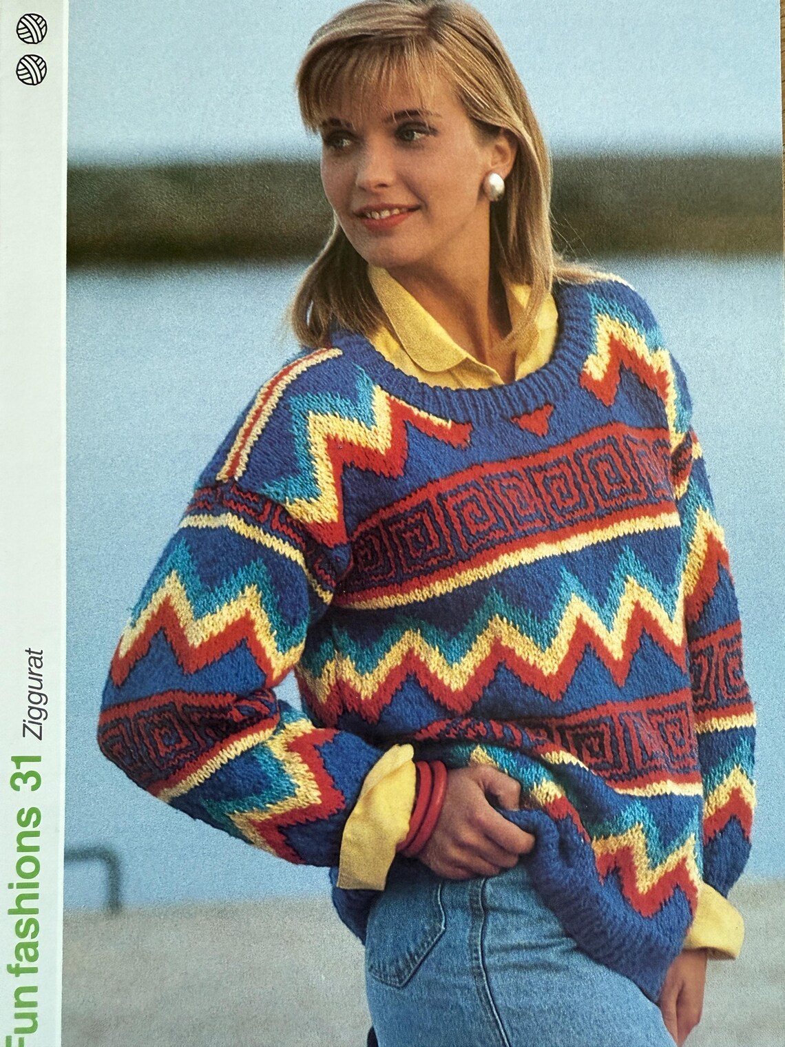 Vintage 1980s Knitting Pattern – Bold Geometric Sweater – Women’s Zig ...
