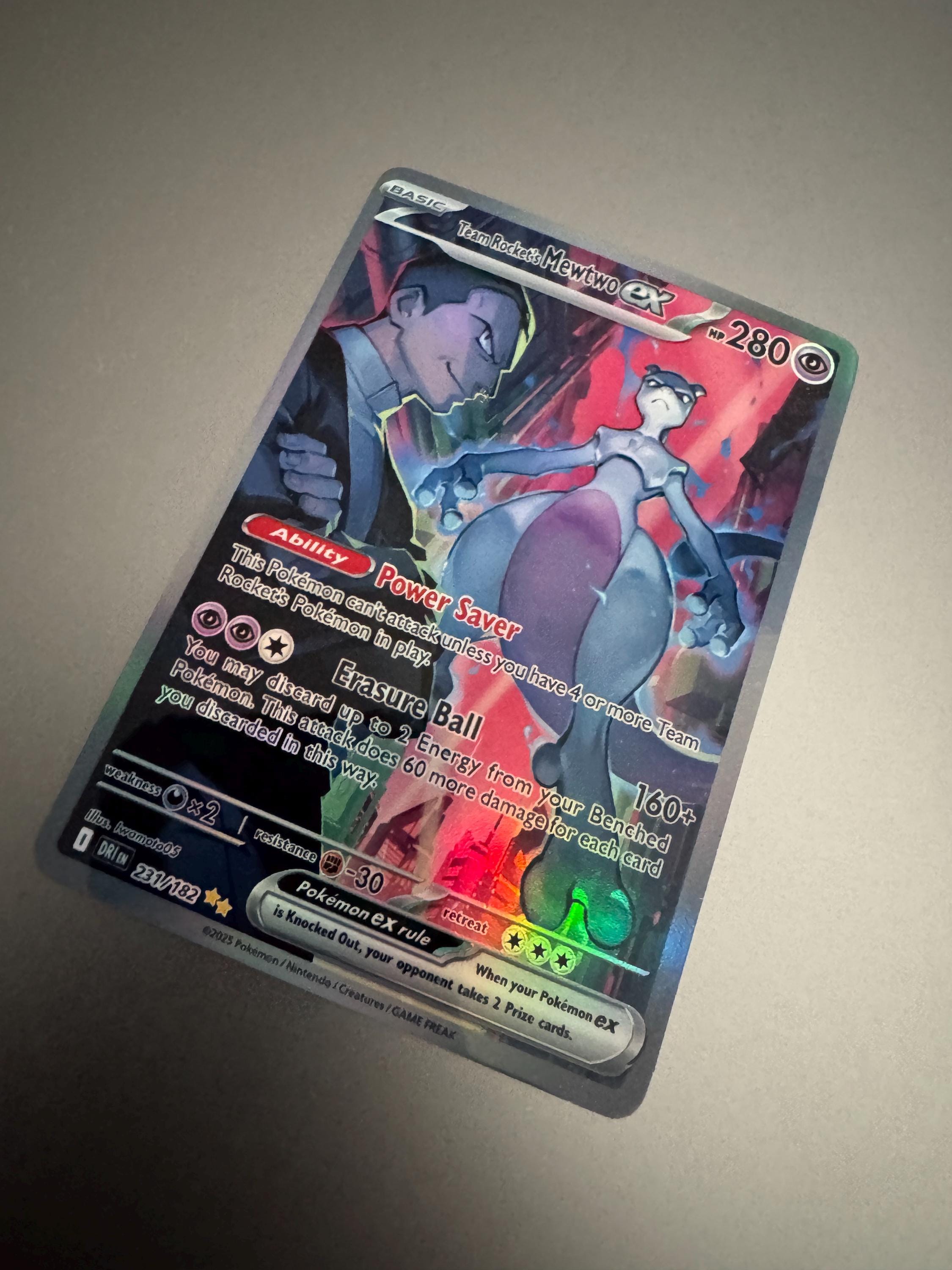 Team Rocket's Mewtwo EX Holo Proxy Card Not Real Novelty Pokemon ...