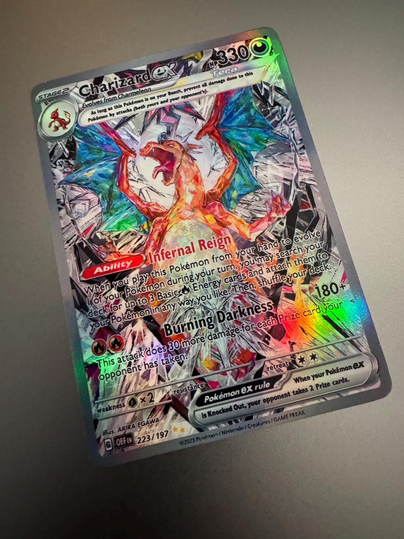 Charizard Ex Proxy Card Not Real Novelty Gift Pokemon Obsidian Flames ...
