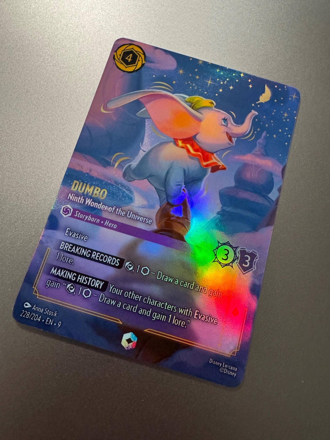 Holographic Dumbo Lorcana Proxy Trading Card Enchanted - Etsy