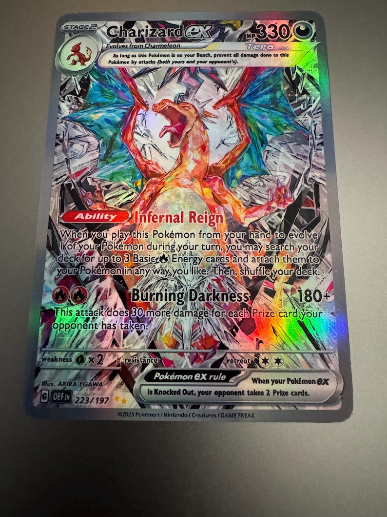 Charizard Ex Proxy Card Not Real Novelty Gift Pokemon Obsidian Flames ...
