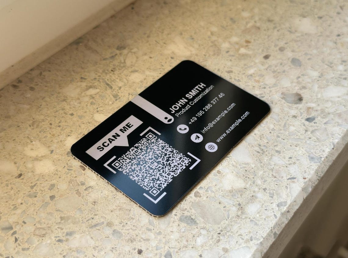Laser Engraved QR Code Business Card Template: Vcard Digital File ...
