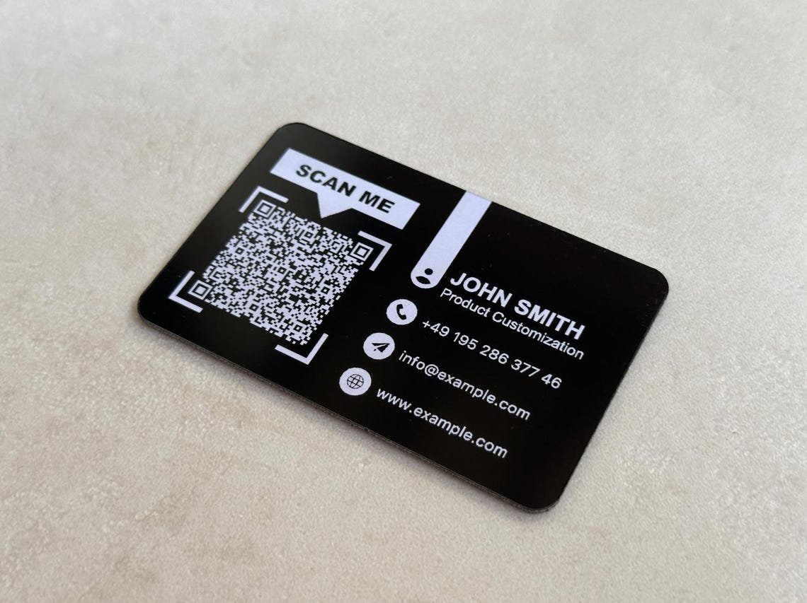 Laser Engraved QR Code Business Card Template: Vcard Digital File ...