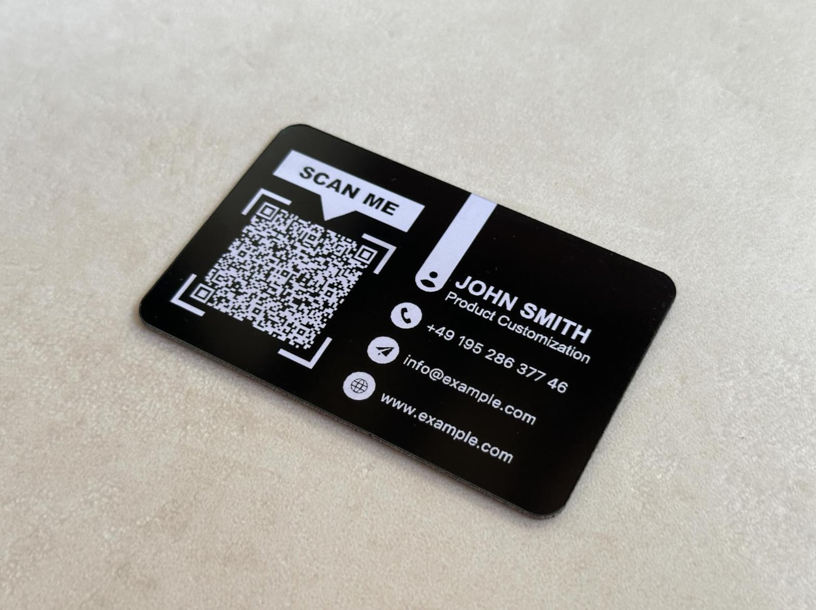 Laser Engraved QR Code Business Card Template: Vcard Digital File ...