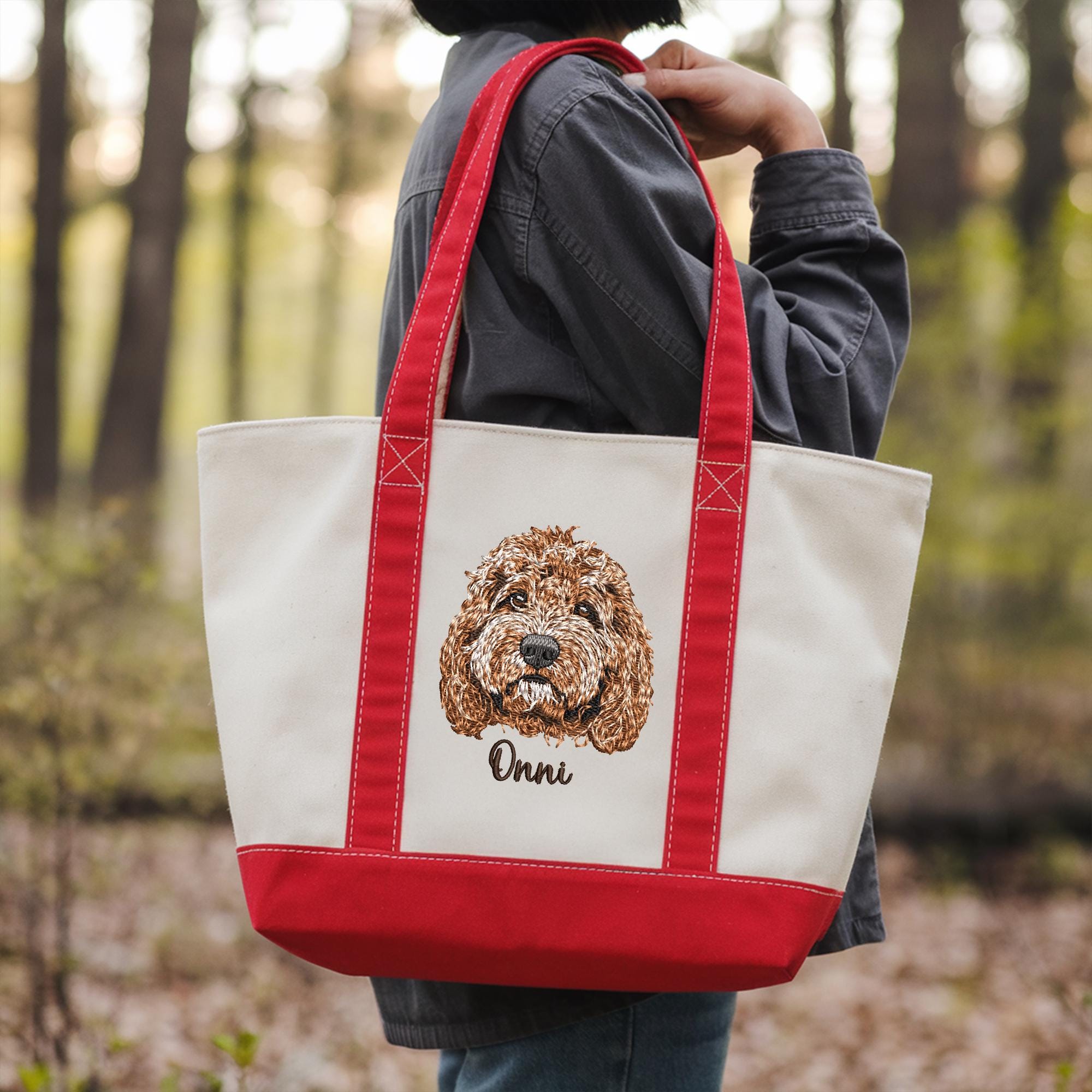 Design Your Dog Tote Bags, Personalized Boat Tote,custom Embroidered ...
